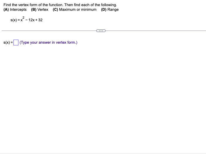 Solved Find the vertex form of the function. Then find each | Chegg.com