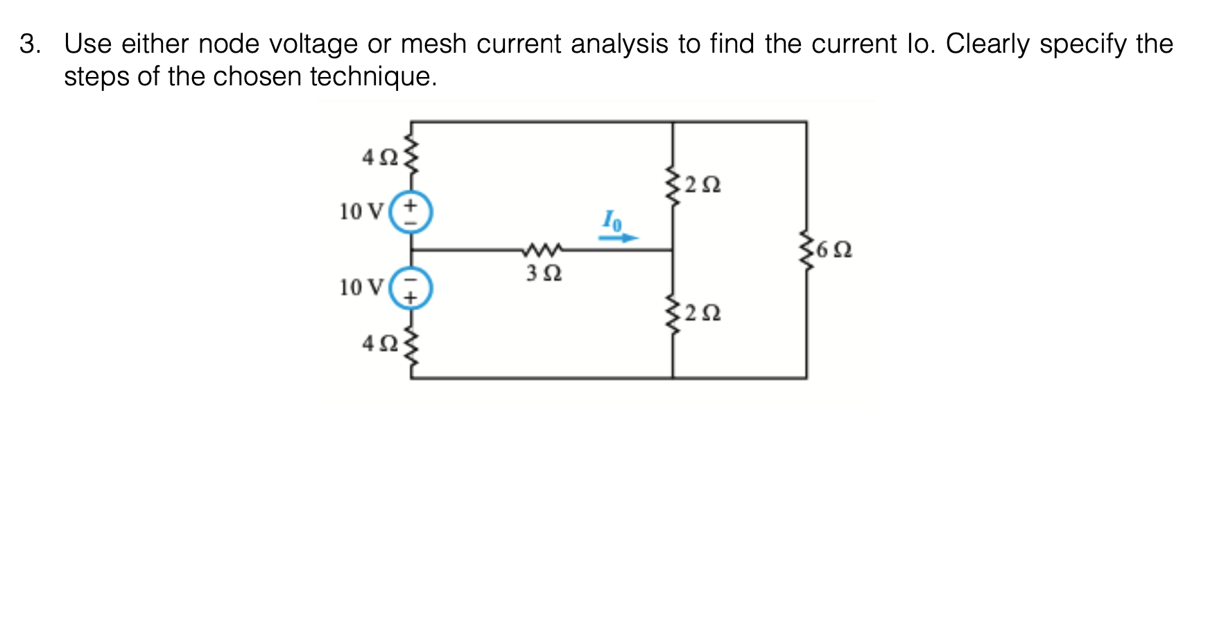 Solved 3. Use either node voltage or mesh current analysis | Chegg.com