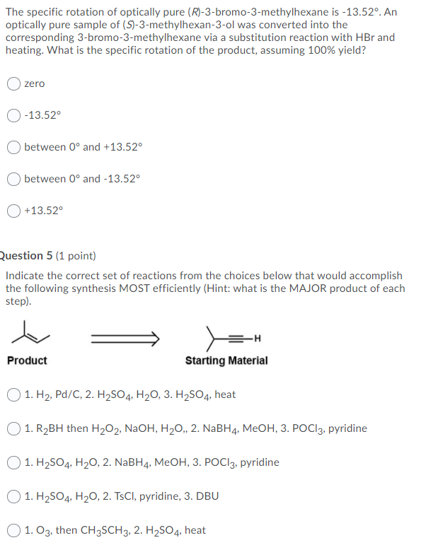 Solved The specific rotation of optically pure | Chegg.com Solved The specific rotation of optically pure | Chegg.com