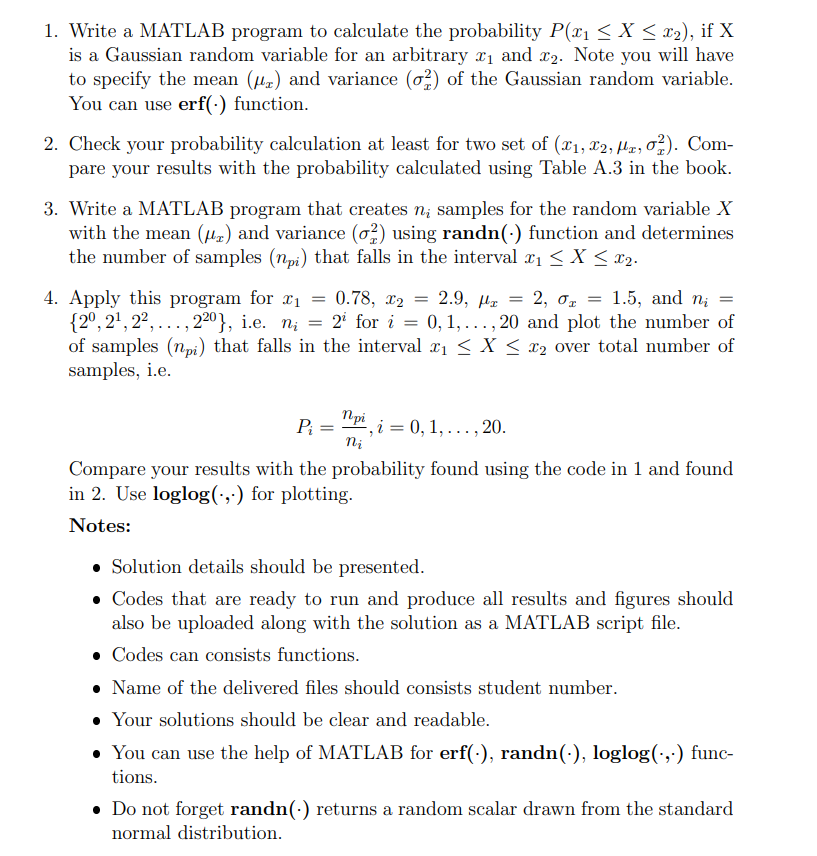Solved 1. Write a MATLAB program to calculate the | Chegg.com