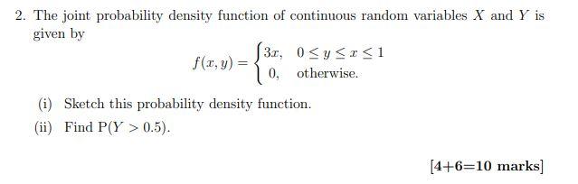 Solved 2. The joint probability density function of | Chegg.com