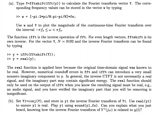 (a). Type Y=fftshift (fft (y)) to calculate the | Chegg.com