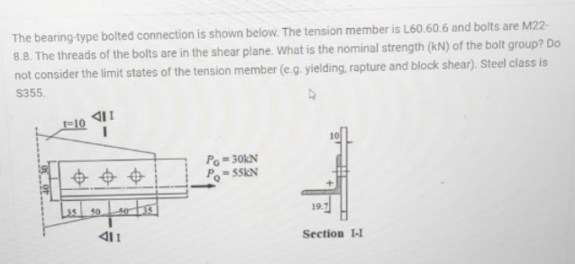 Solved The bearing-type bolted connection is shown below. | Chegg.com