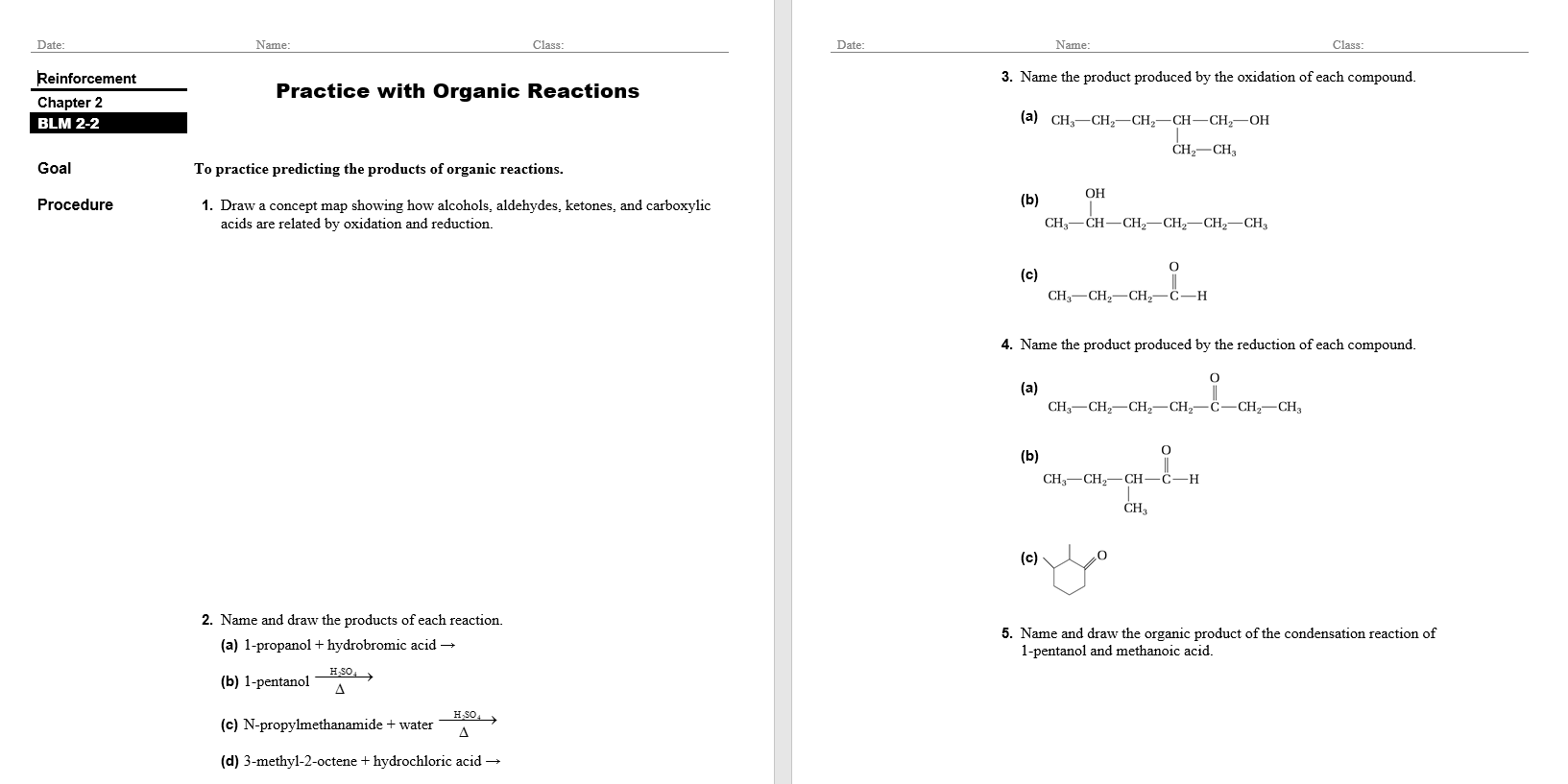Solved Date: Name: Class: Date: Name: Class 3. Name the | Chegg.com