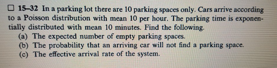 Solved 15-32 In a parking lot there are 10 parking spaces | Chegg.com