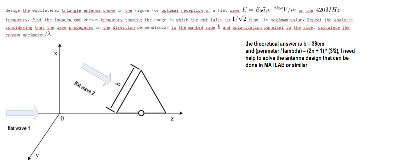 Design the equilateral triangle antenna shown in the | Chegg.com