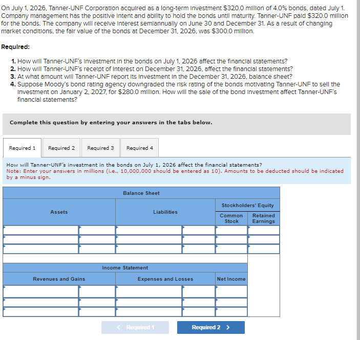 Solved On July 1, 2026, ﻿Tanner-UNF Corporation acquired as | Chegg.com