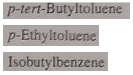 Solved p-tert-Butyltoluene p-Ethyltoluene Isobutylbenzene | Chegg.com