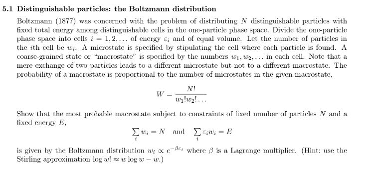 Solved .1 Distinguishable particles: the Boltzmann | Chegg.com
