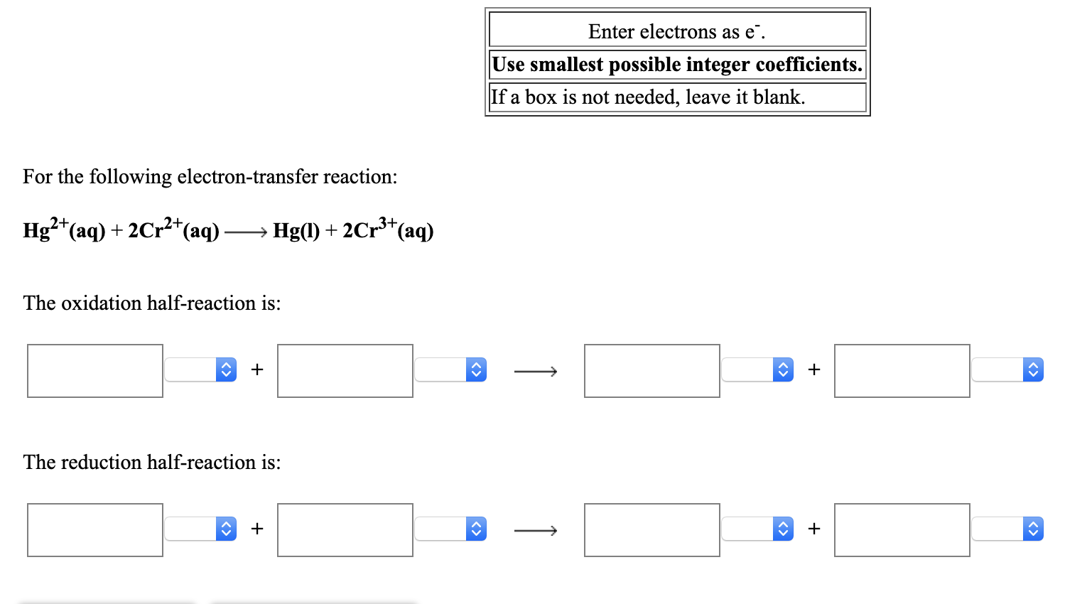 Solved Enter electrons as e. Use smallest possible integer | Chegg.com