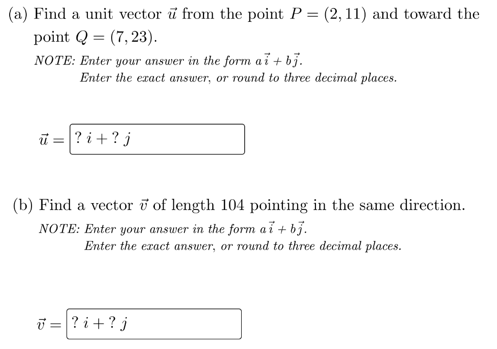 Solved (a) Find a unit vector u from the point P=(2,11) and | Chegg.com