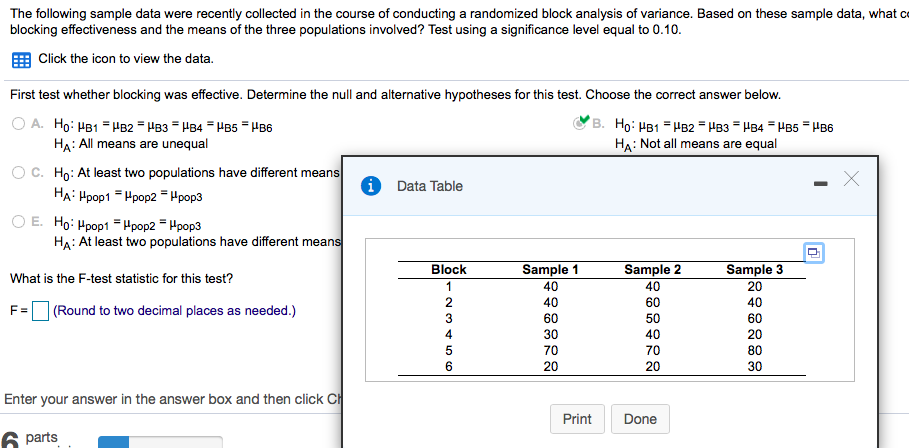Solved The following sample data were recently collected in | Chegg.com