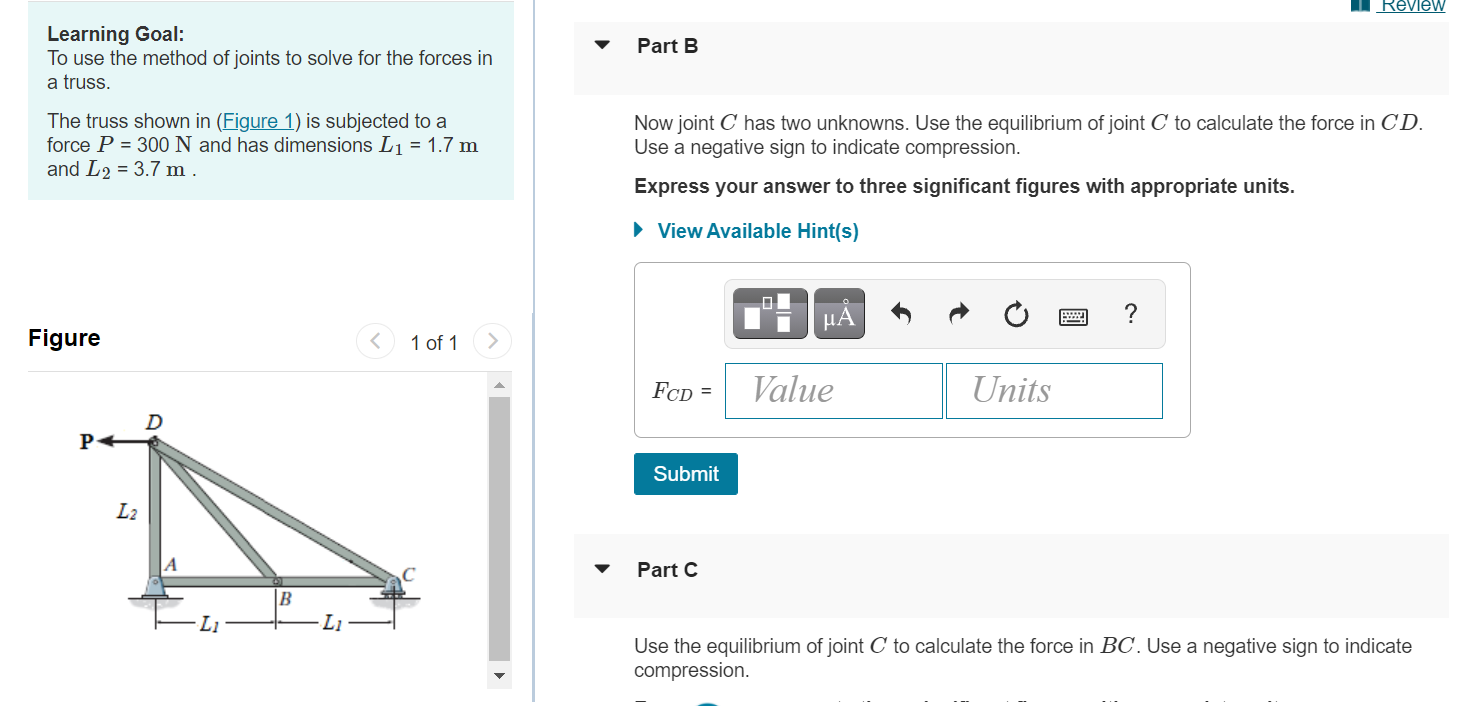 Solved Learning Goal: To use the method of joints to solve | Chegg.com