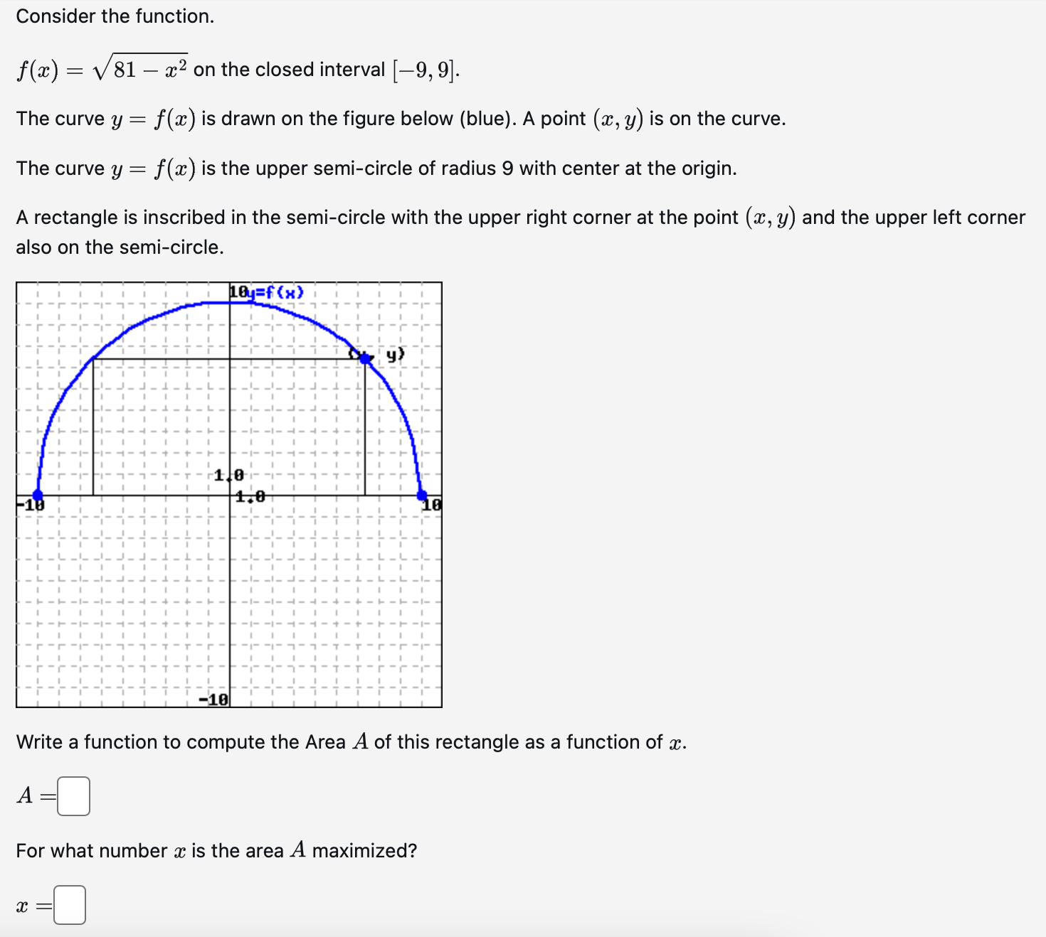 Solved Consider the function. f(x)=81−x2 on the closed | Chegg.com