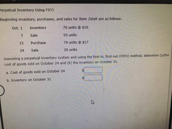 Solved Perpetual Inventory Using FIFO Beginning inventory, | Chegg.com
