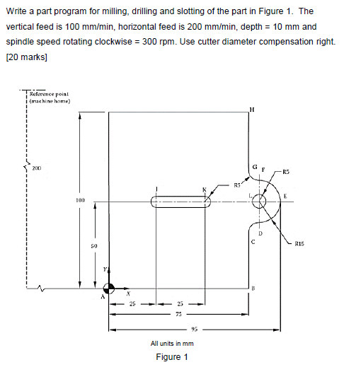 Solved Write a part program for milling, drilling and | Chegg.com