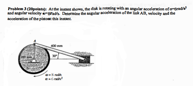 Problem 3 (20points): At the instant shown, the disk | Chegg.com
