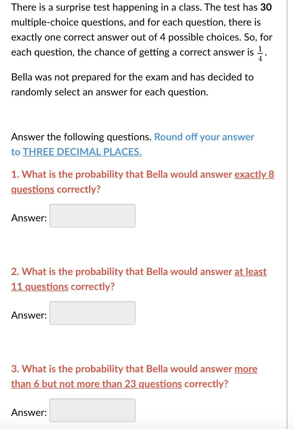 Solved There is a surprise test happening in a class. The | Chegg.com