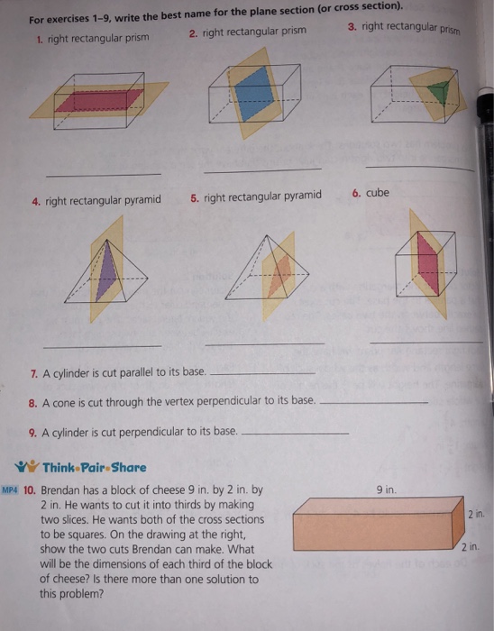 Solved For exercises 1-9, write the best name for the plane | Chegg.com