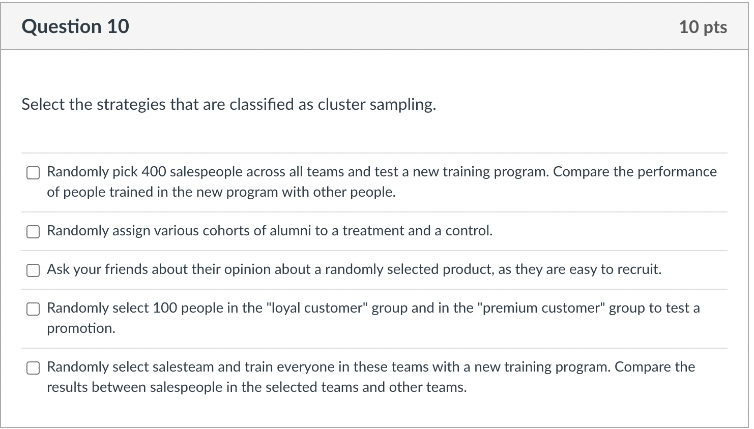 Solved Select the strategies that are classified as cluster | Chegg.com