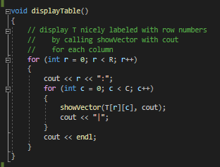 şint readTable() { int row, col; char col_c; ifstream | Chegg.com