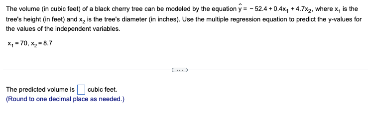 Solved The volume (in cubic feet) of a black cherry tree can | Chegg.com