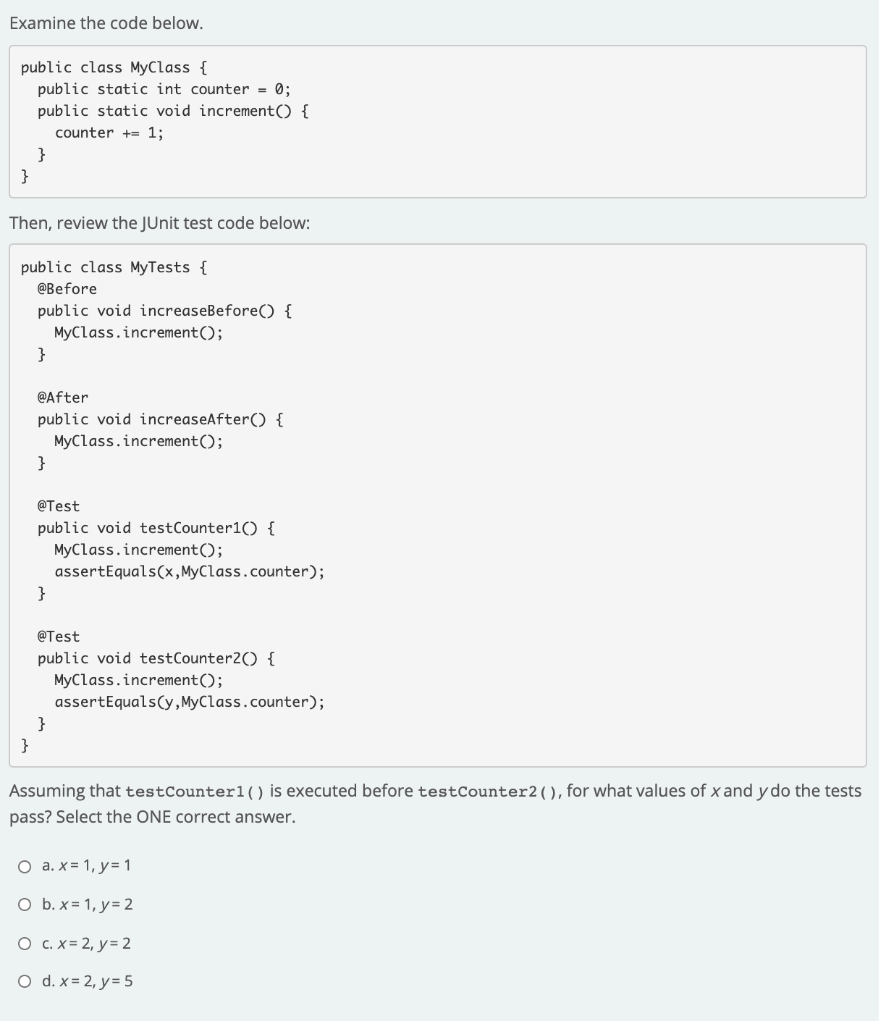 Solved Examine the code below. public class MyClass { public | Chegg.com Solved Examine the code below. public class MyClass { public | Chegg.com