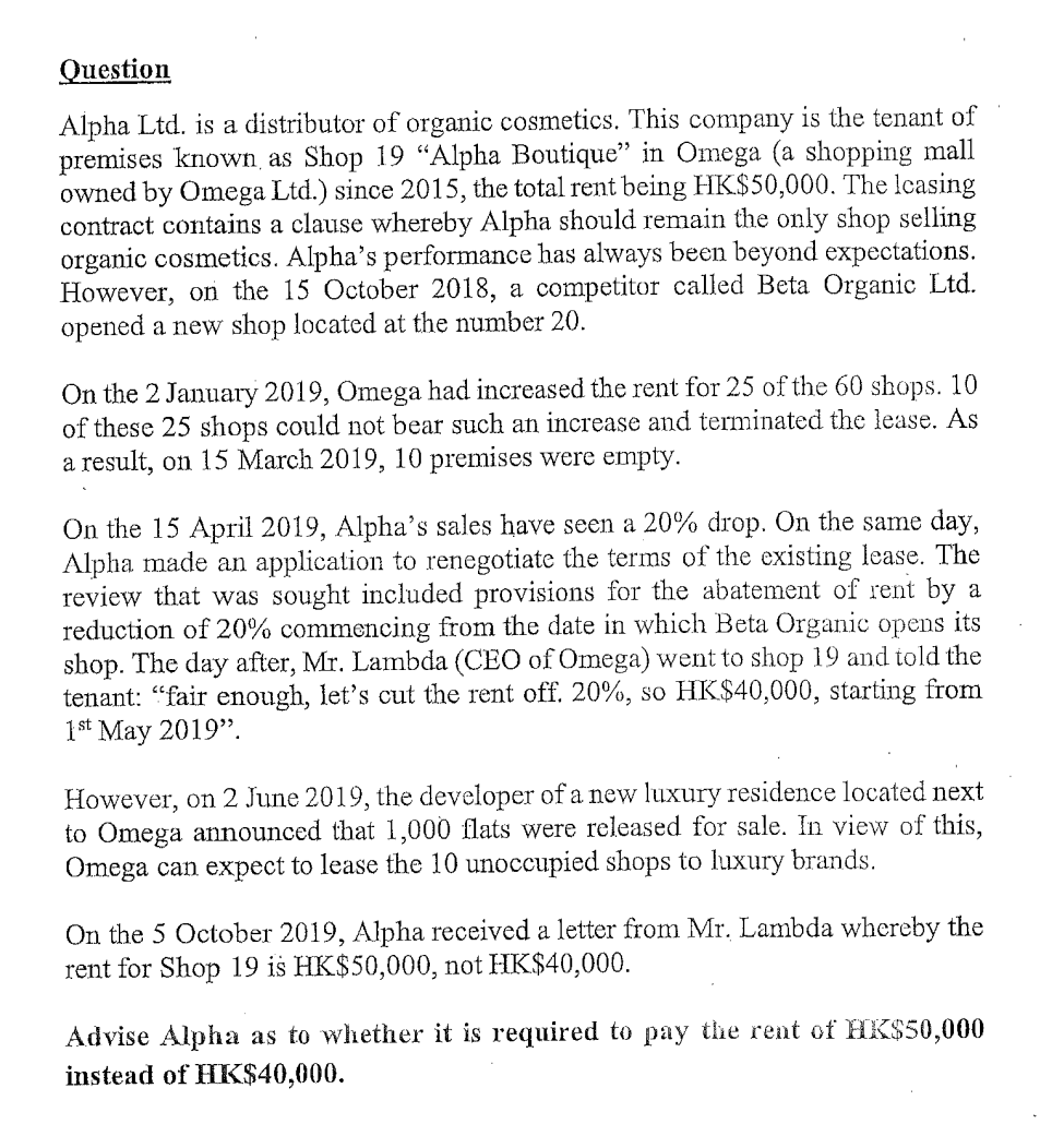 Solved Question Alpha Ltd. ﻿is a distributor of organic | Chegg.com