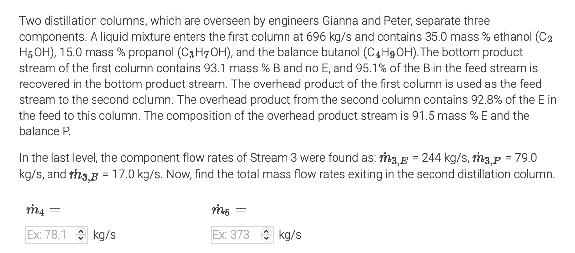 Solved Two distillation columns, which are overseen by | Chegg.com