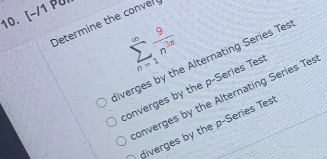 Solved Determine the ∑n=1∞n3π9 converges by the Py | Chegg.com