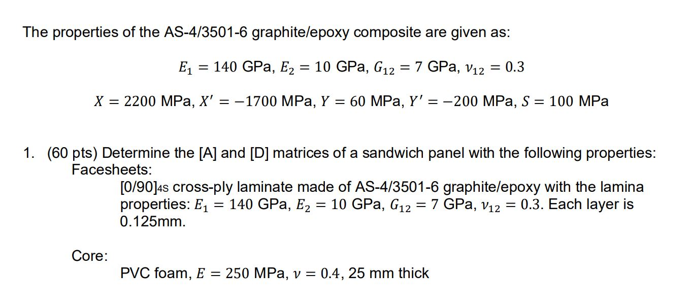 The properties of the AS-4/3501-6 graphite/epoxy | Chegg.com