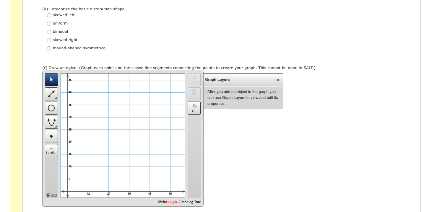 Solved 561). (e) Categorize the basic distribution shape. | Chegg.com