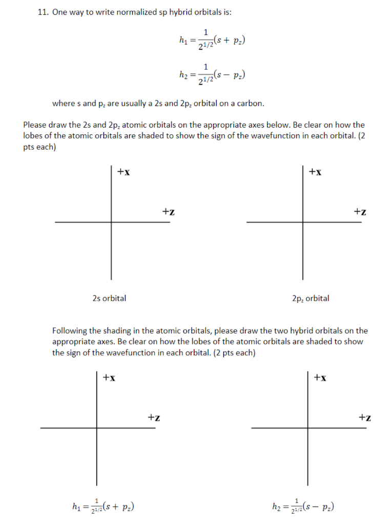 Solved Please draw the 2s and 2pz atomic orbitals on the | Chegg.com