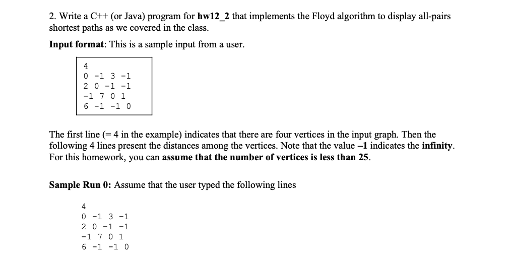 Solved 2. Write a C++ (or Java) program for hw12_2 that | Chegg.com