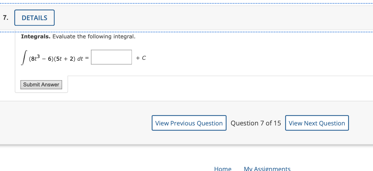 Solved Integrals. Evaluate the following integral. | Chegg.com