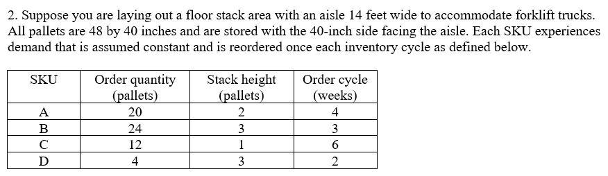 Solved 2. Suppose you are laying out a floor stack area with | Chegg.com