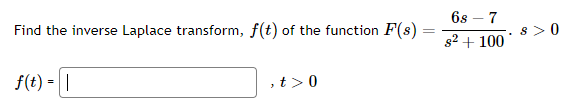 Solved Find the inverse Laplace transform, f(t) of the | Chegg.com