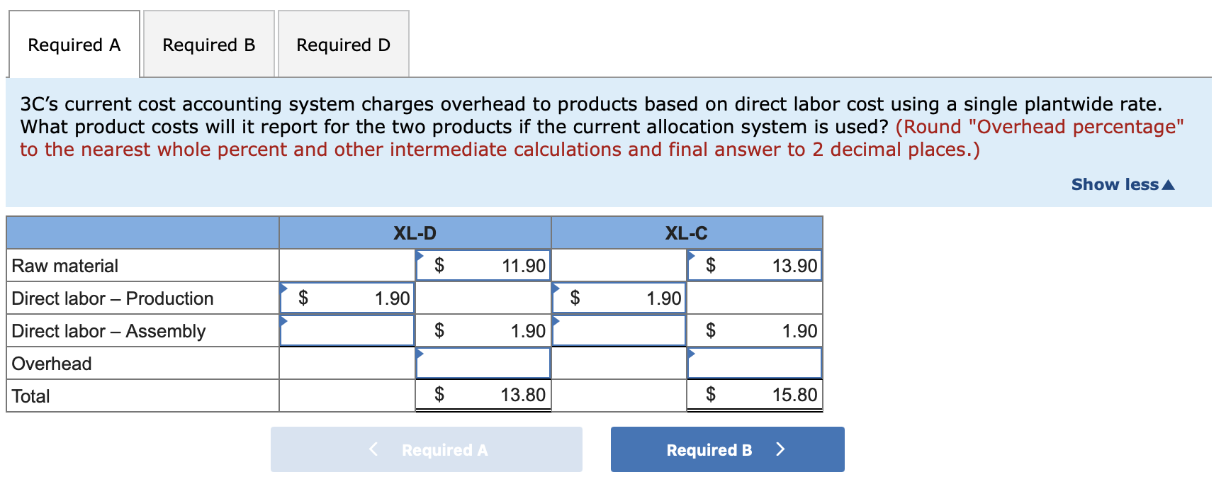 Solved Required A Required B Required D 3C's current cost | Chegg.com