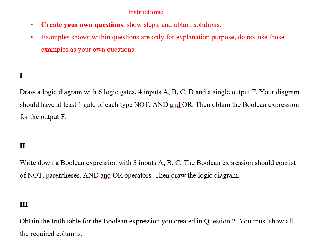 Solved Instructions: - Create your own questions, show | Chegg.com