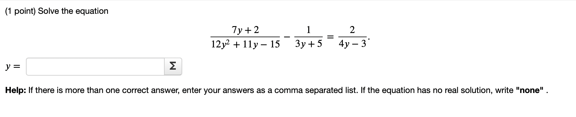 Solved (1 point) Solve the equation | Chegg.com