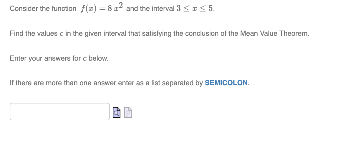 Solved Consider the function f(x)=8x2 and the interval | Chegg.com