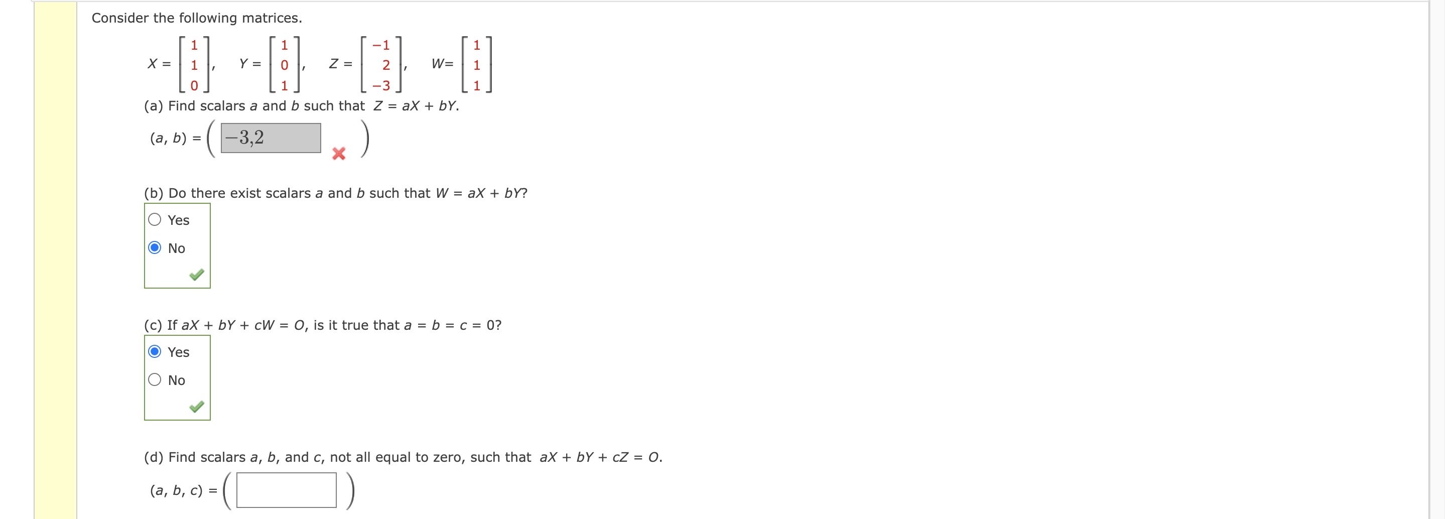 Solved Consider the following matrices. | Chegg.com