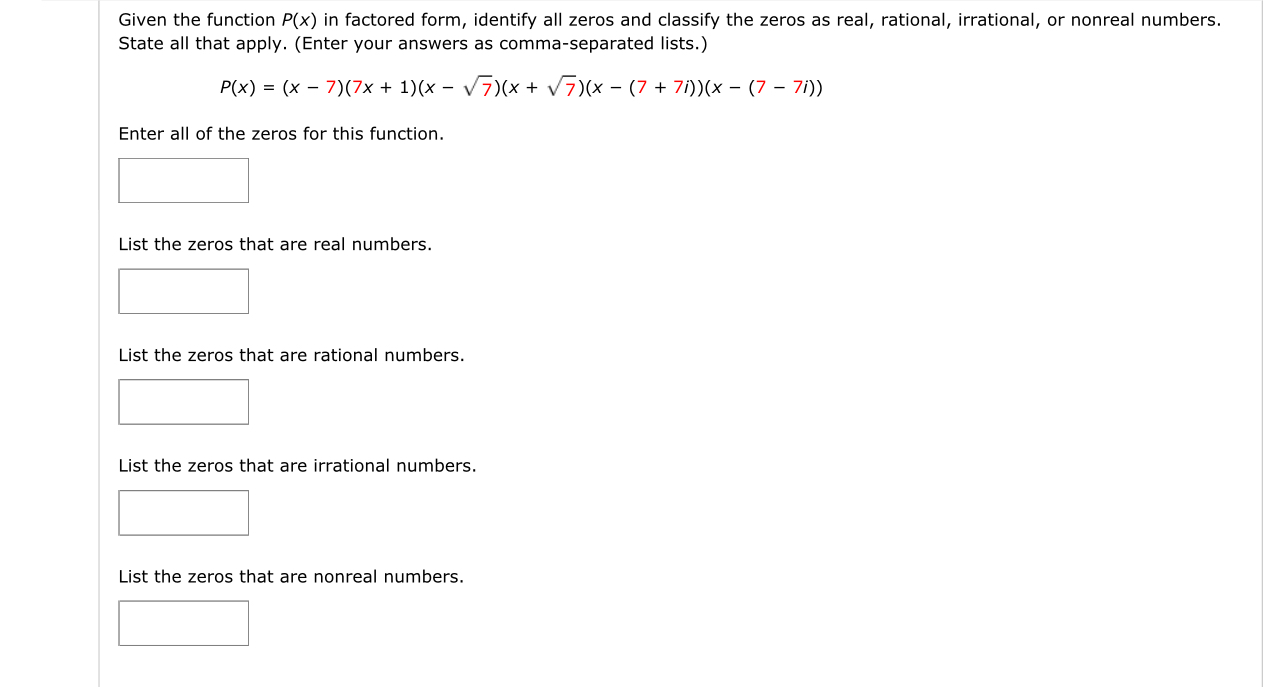 Solved Given the function P(x) in factored form, identify | Chegg.com Solved Given the function P(x) in factored form, identify | Chegg.com