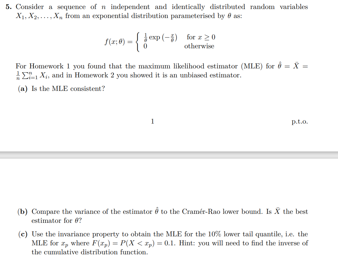 Solved . Consider a sequence of n independent and | Chegg.com