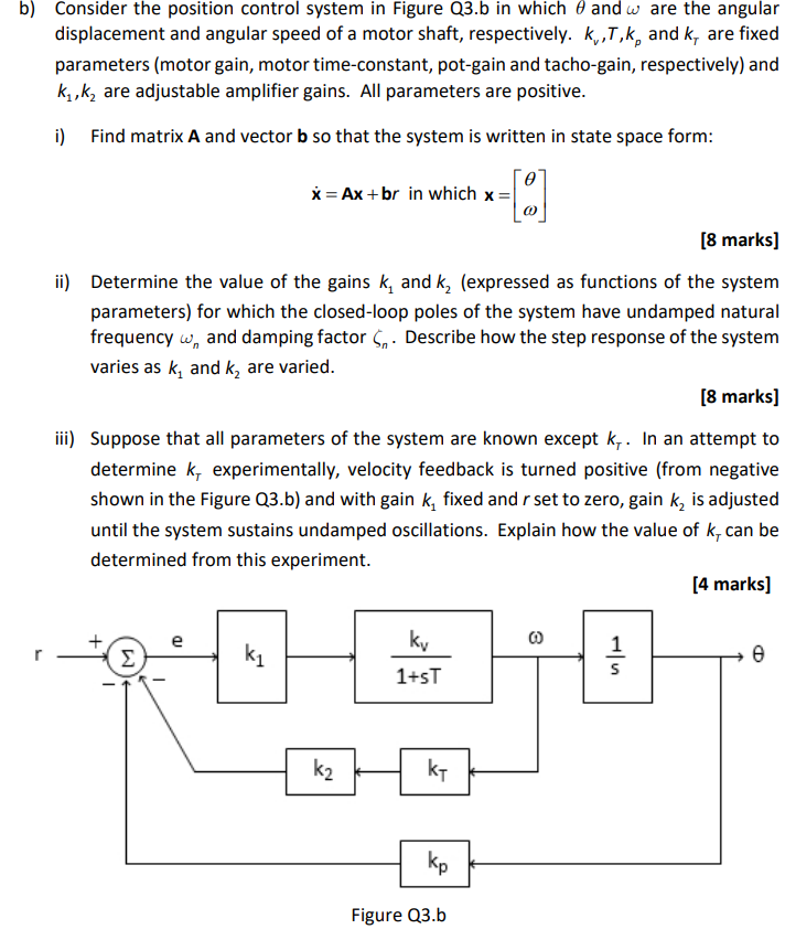 Solved b) Consider the position control system in Figure | Chegg.com