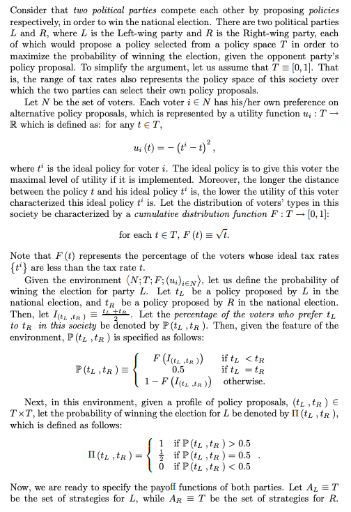 Consider that two political parties compete each | Chegg.com