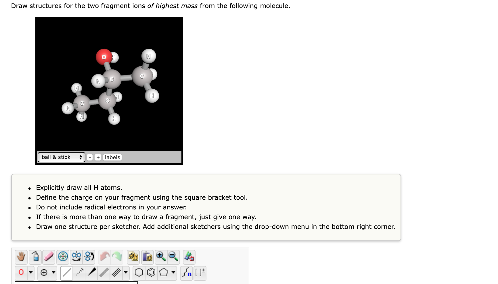 Solved Draw structures for the two fragment ions of highest | Chegg.com