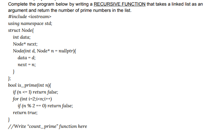 Solved int main() { Node* head = nullptr; head = new Node(5, | Chegg.com