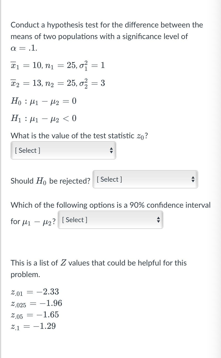 Solved Conduct a hypothesis test for the difference between | Chegg.com