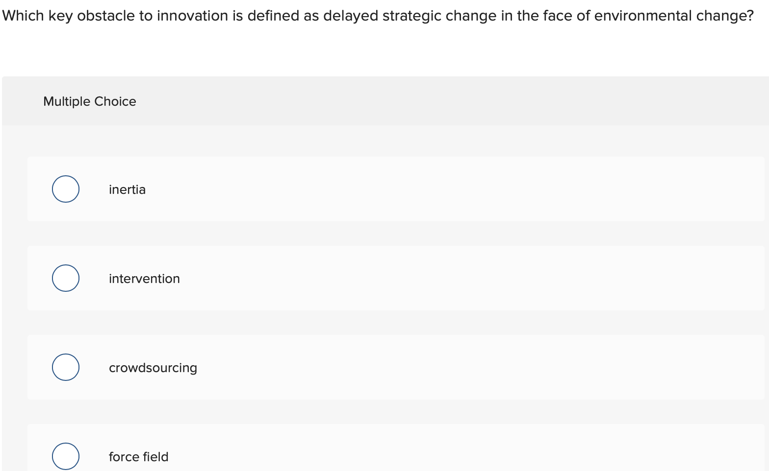 Solved Which key obstacle to innovation is defined as | Chegg.com